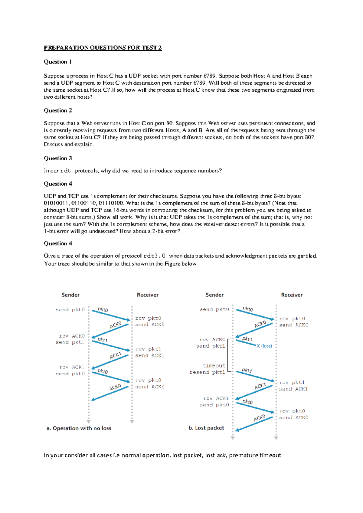 Test 2 Prep: UDP & TCP Concepts and Protocols - Studocu