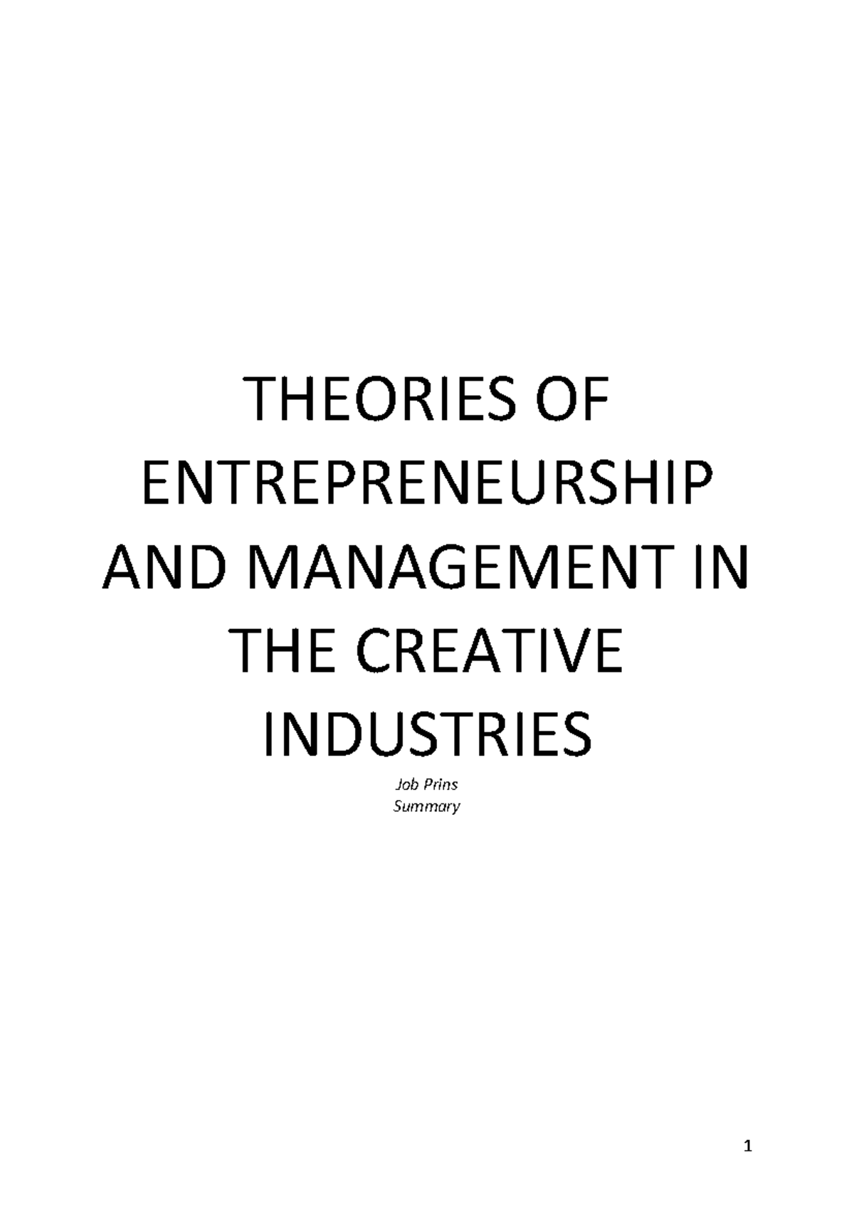 Theories of Entrepreneurship & Management in Creative Industries ...