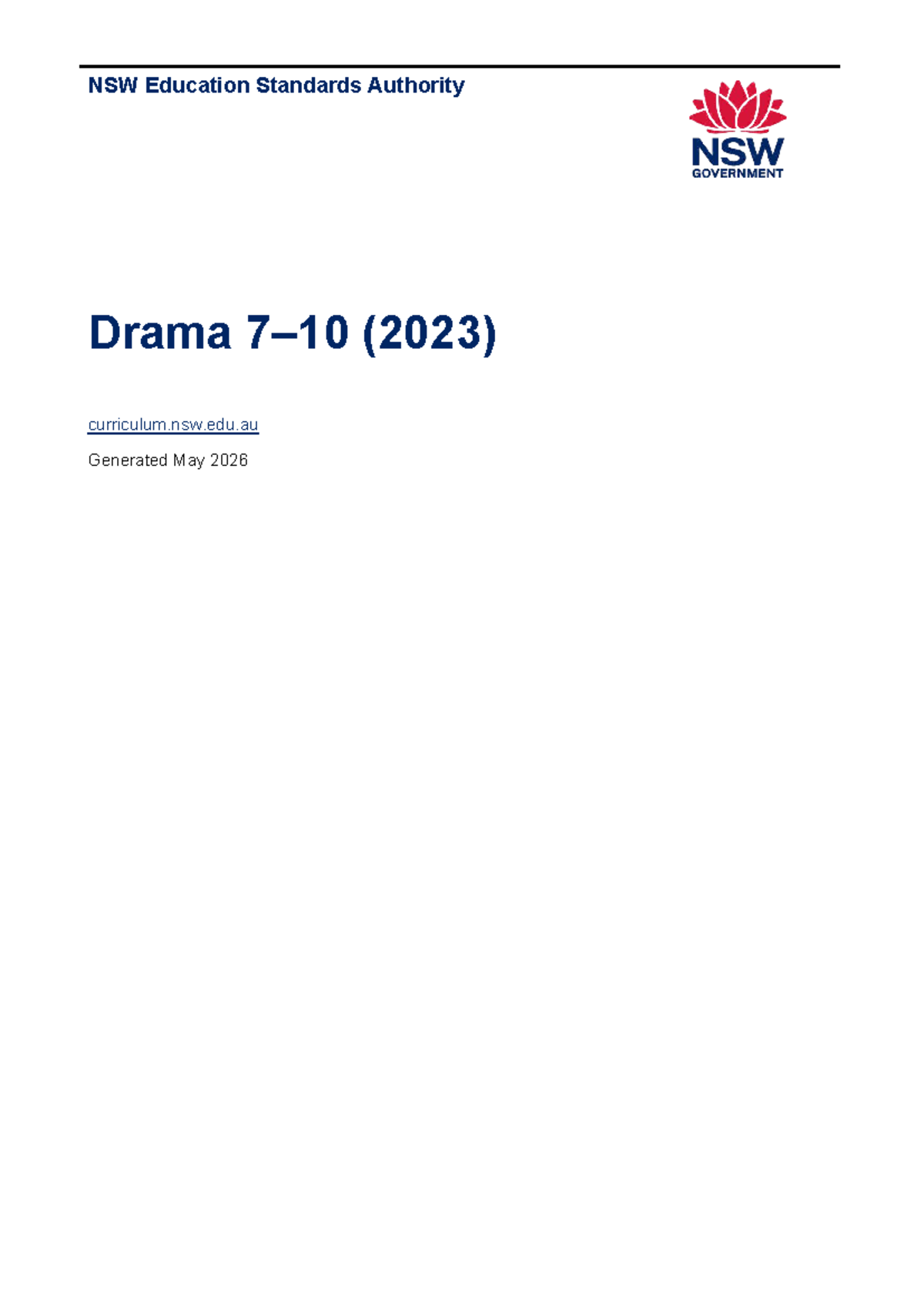 NESA Drama Syllabus (2023) for Stages 4, 5 & Life Skills Implementation ...