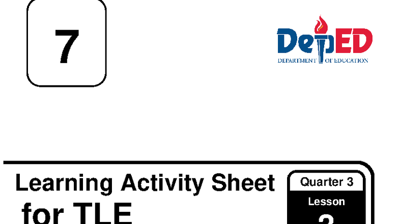 Q3 TLE 7 Lesson 3 Activity Sheet: MATATAG K to 10 Curriculum - Studocu