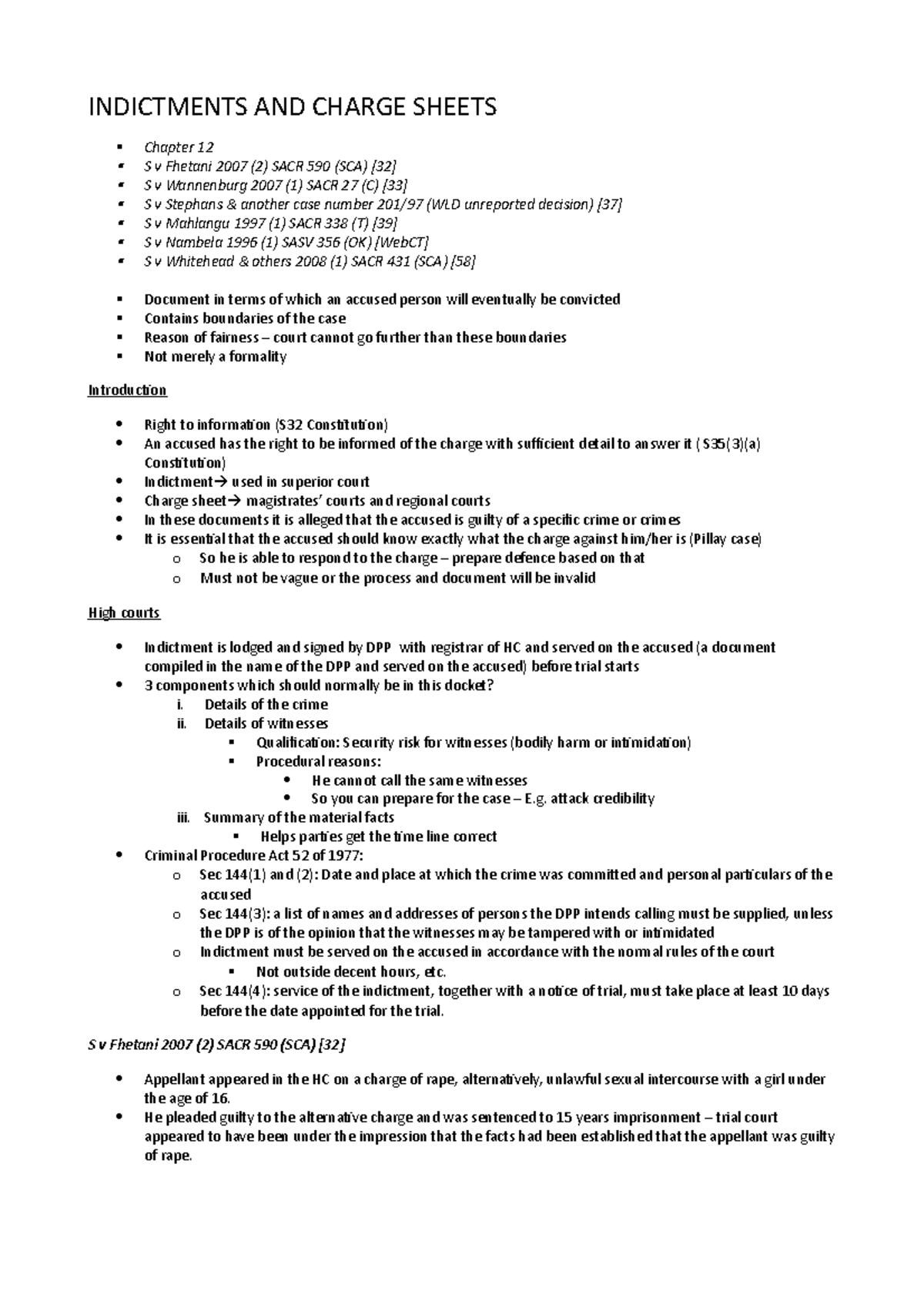 Indictments & Charge Sheets Overview - Law Course Notes (LAW 101) - Studocu