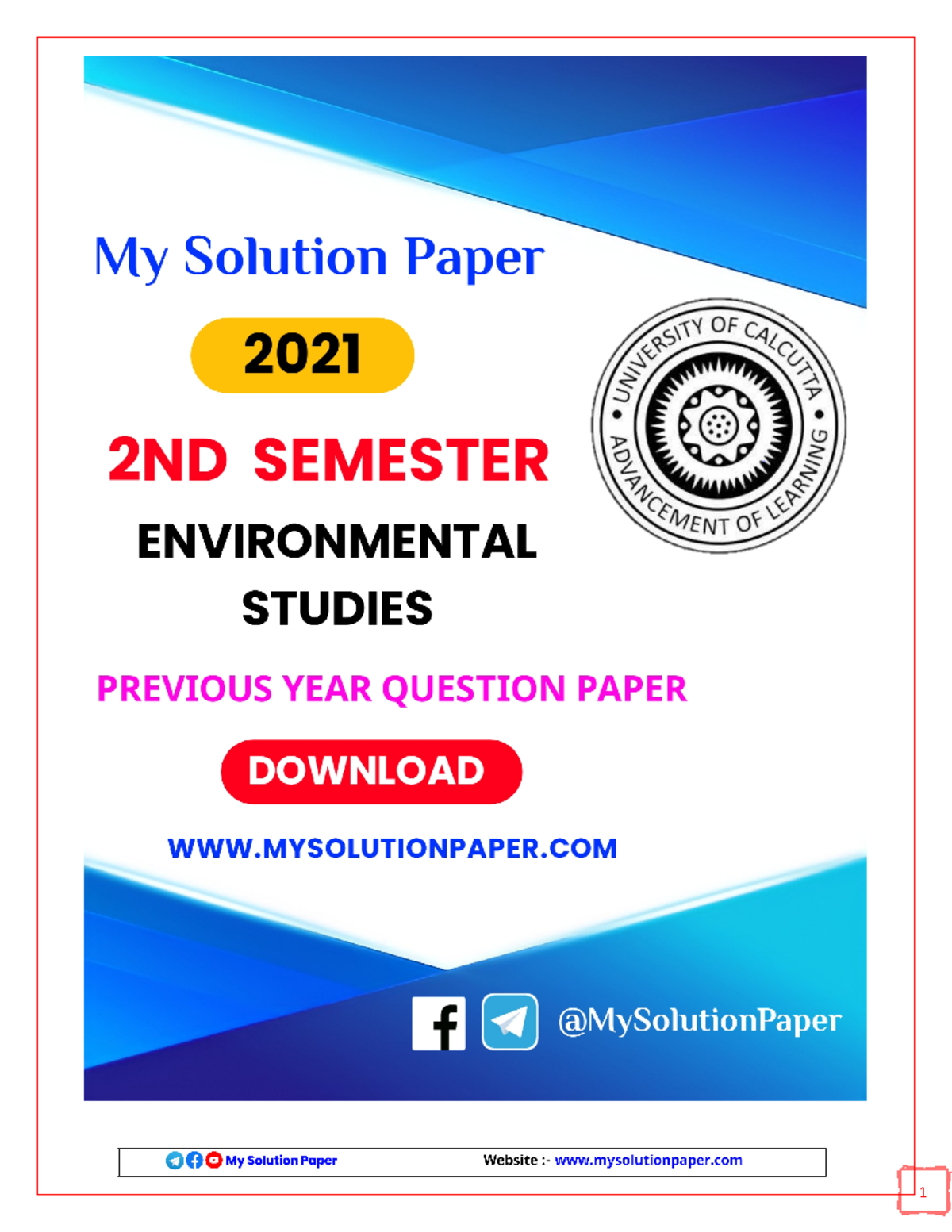2021 Environmental Studies Question Paper With Solution By My Solution ...