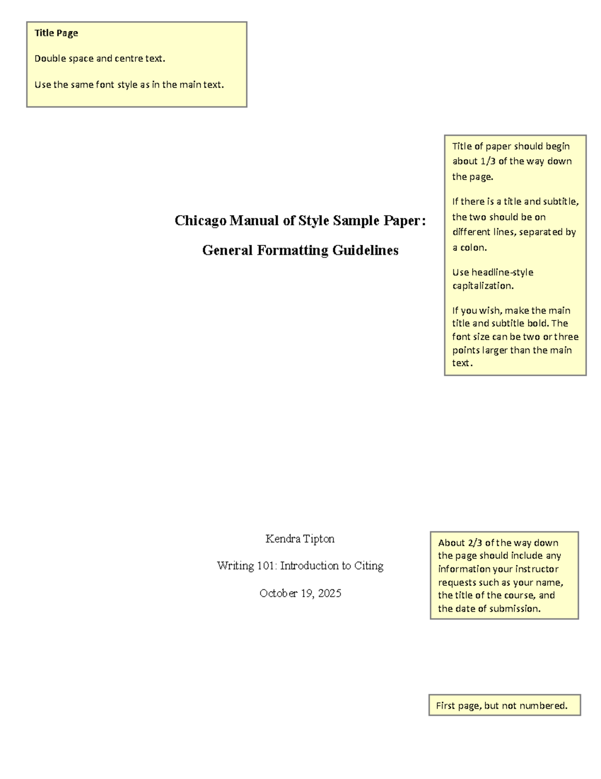 1MA3 Chicago Manual of Style Sample Paper Guidelines - Studocu