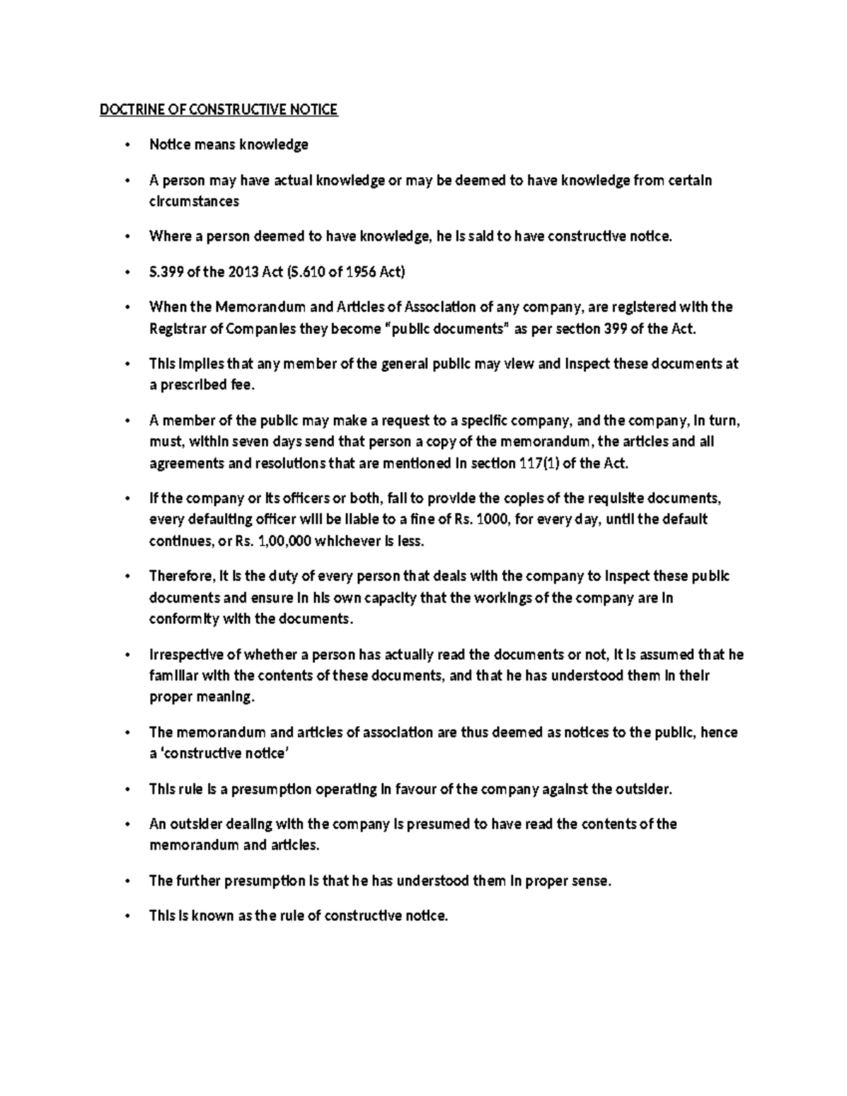 Doctrine OF Constructive Notice - DOCTRINE OF CONSTRUCTIVE NOTICE ...