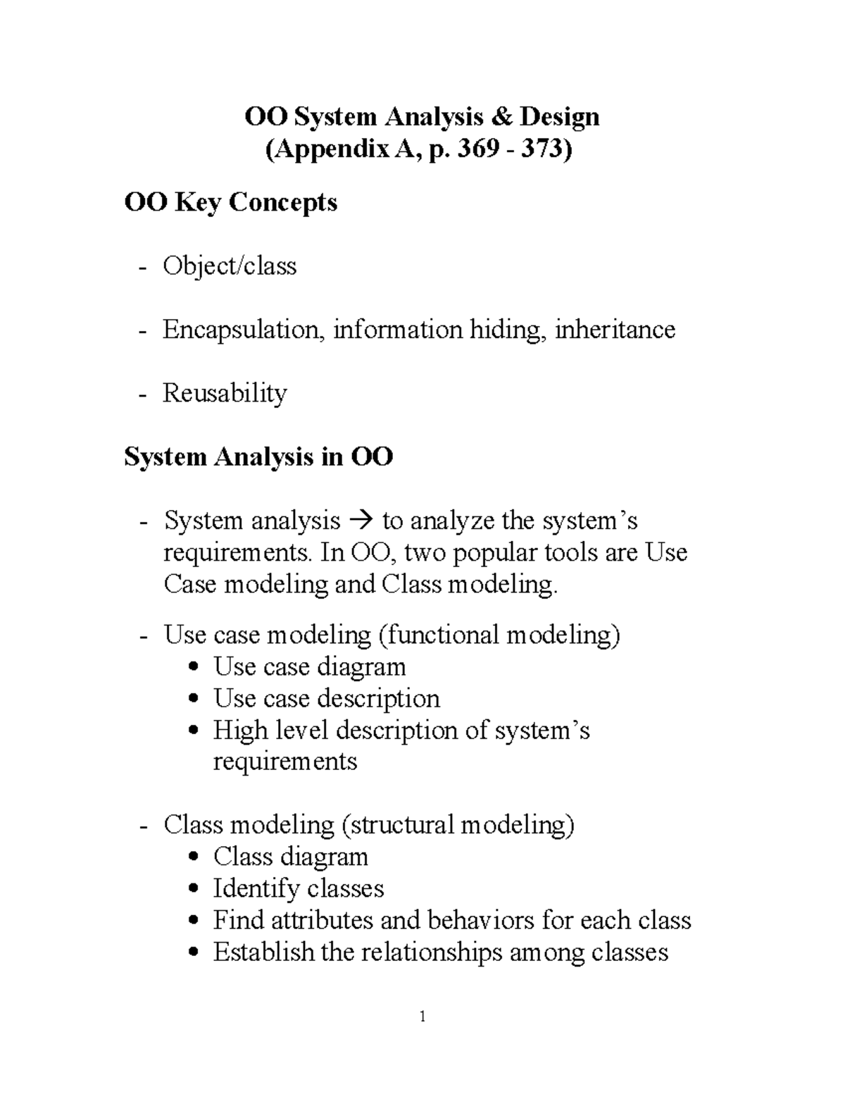 OO System Analysis & Design Lecture Notes: Use Case Modeling - Studocu