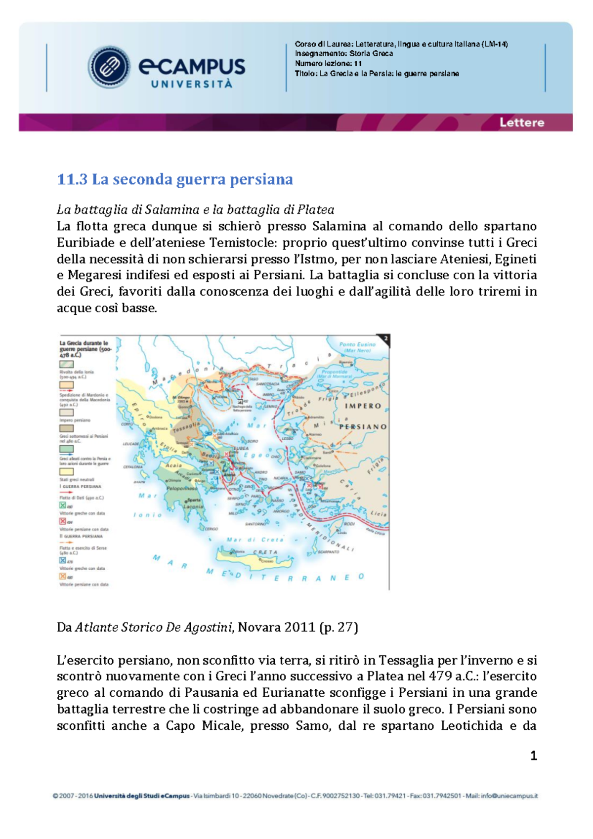 LLCF23 Storia Greca: Le Guerre Persiane e la Lega di Delo - Studocu