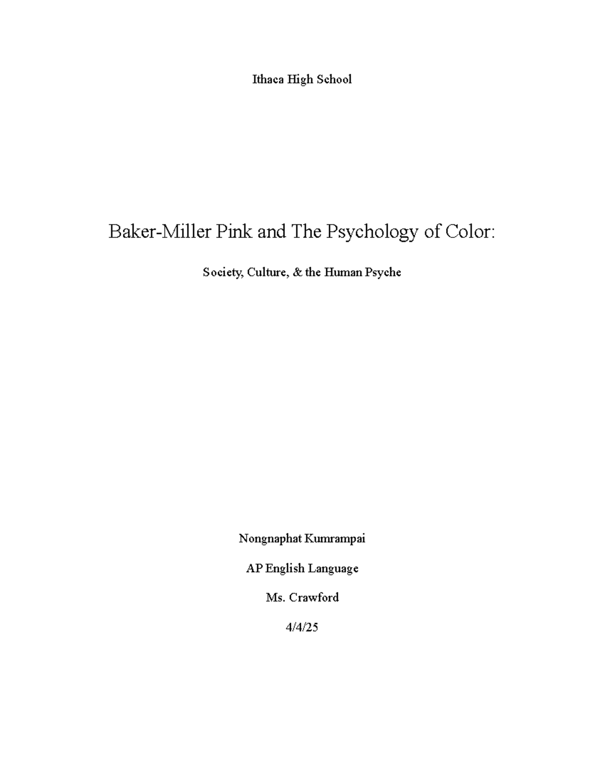 AP English Language Research Paper: The Psychology of Pink Color - Studocu