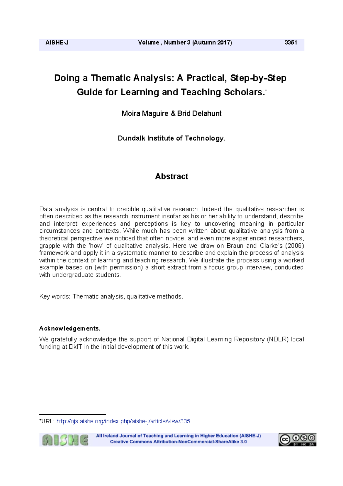 Thematic Analysis in Learning & Teaching Research: A Practical Guide (3351) - Studocu