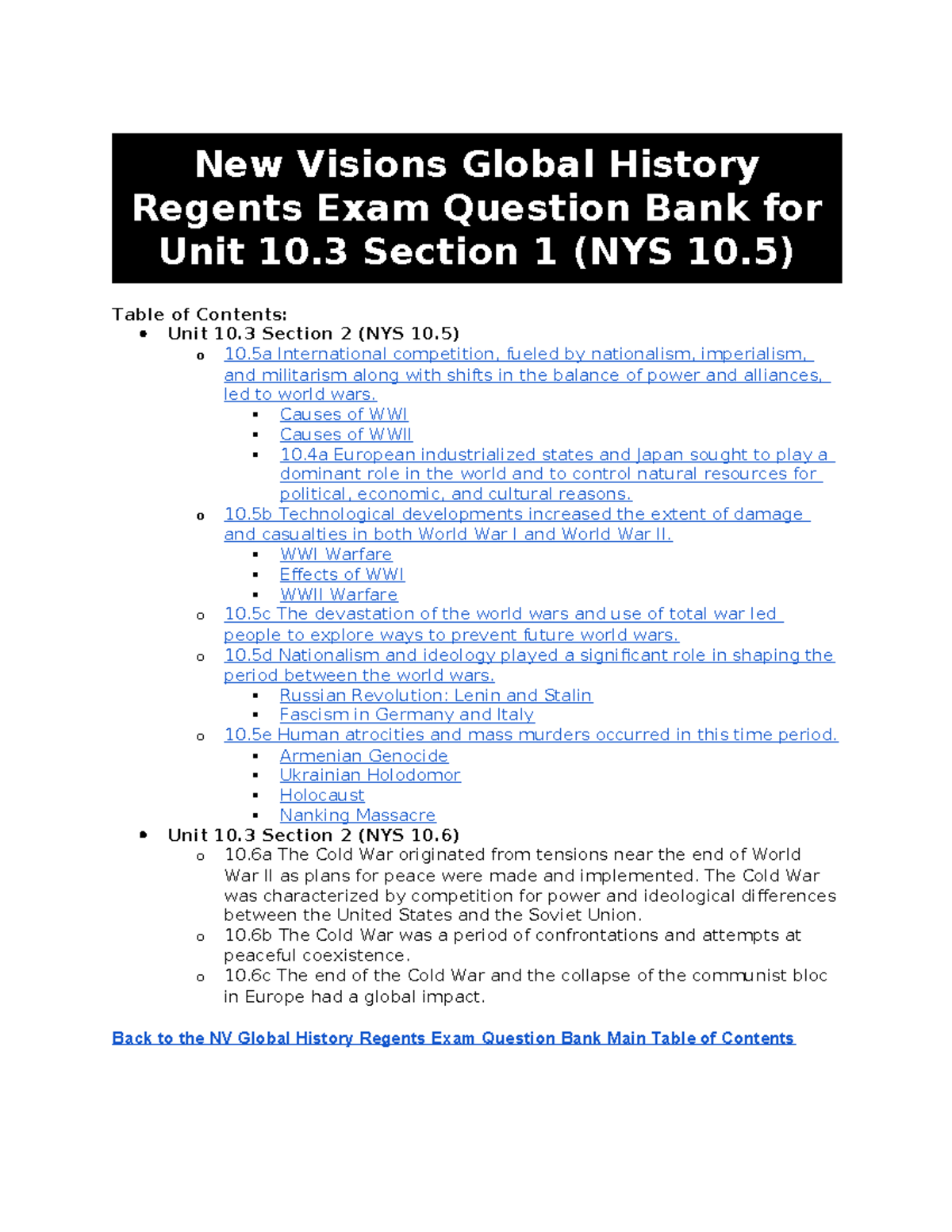 Global 10th Grade Unit 3a Causes and Effects of WWI and WWII - New ...