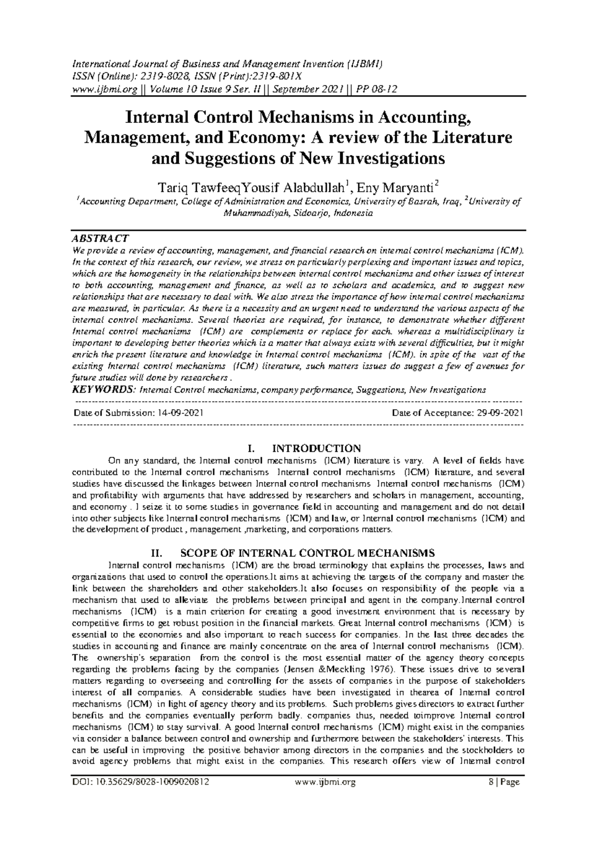 Internal Control Mechanisms in Accounting: Insights and Future Studies ...