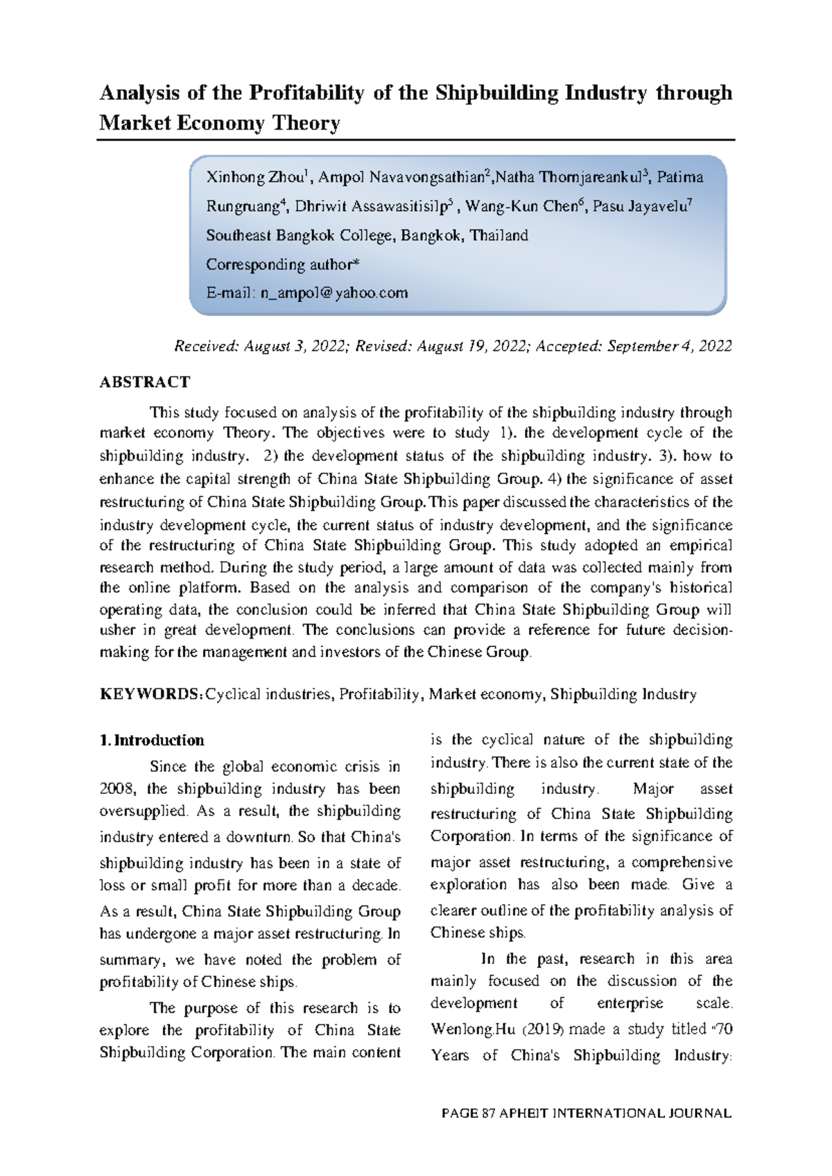 Analysis of Shipbuilding Industry Profitability - MGT646 Case Study ...