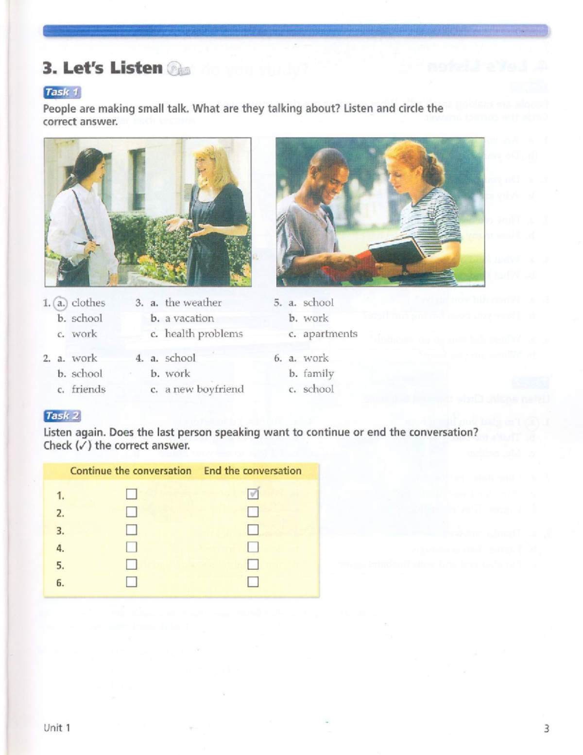 Unit 1 - to study english - 3. Listen Task 1 People are making small ...