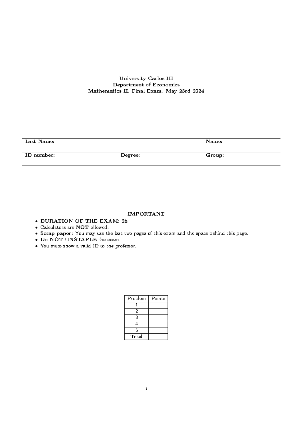 Mathematics II (ECO 202) Final Exam Q&A - May 2024 - Studocu