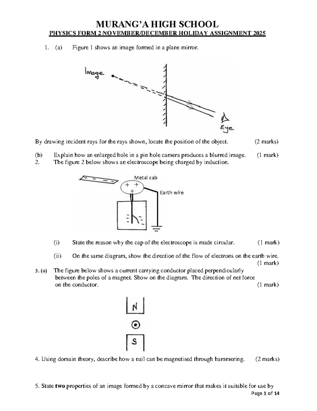 Physics Form 2 2025 Term 3 Holiday Assignment Questions - Studocu
