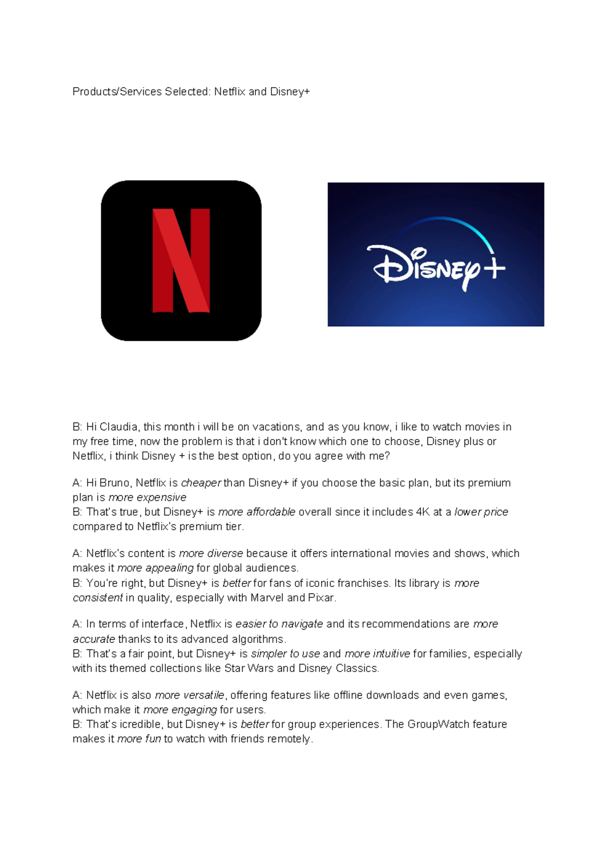 Pc english business - ingles - Products/Services Selected: Netflix and ...