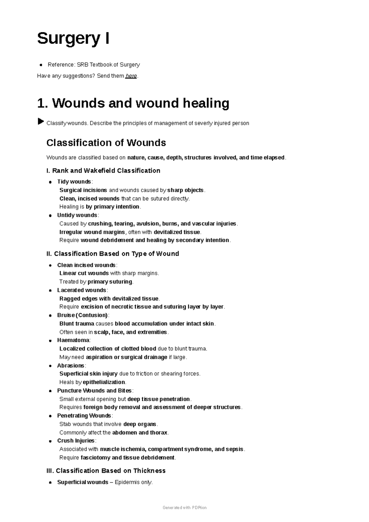 Surgery I - Wound Healing and Management Principles for Exams - Studocu