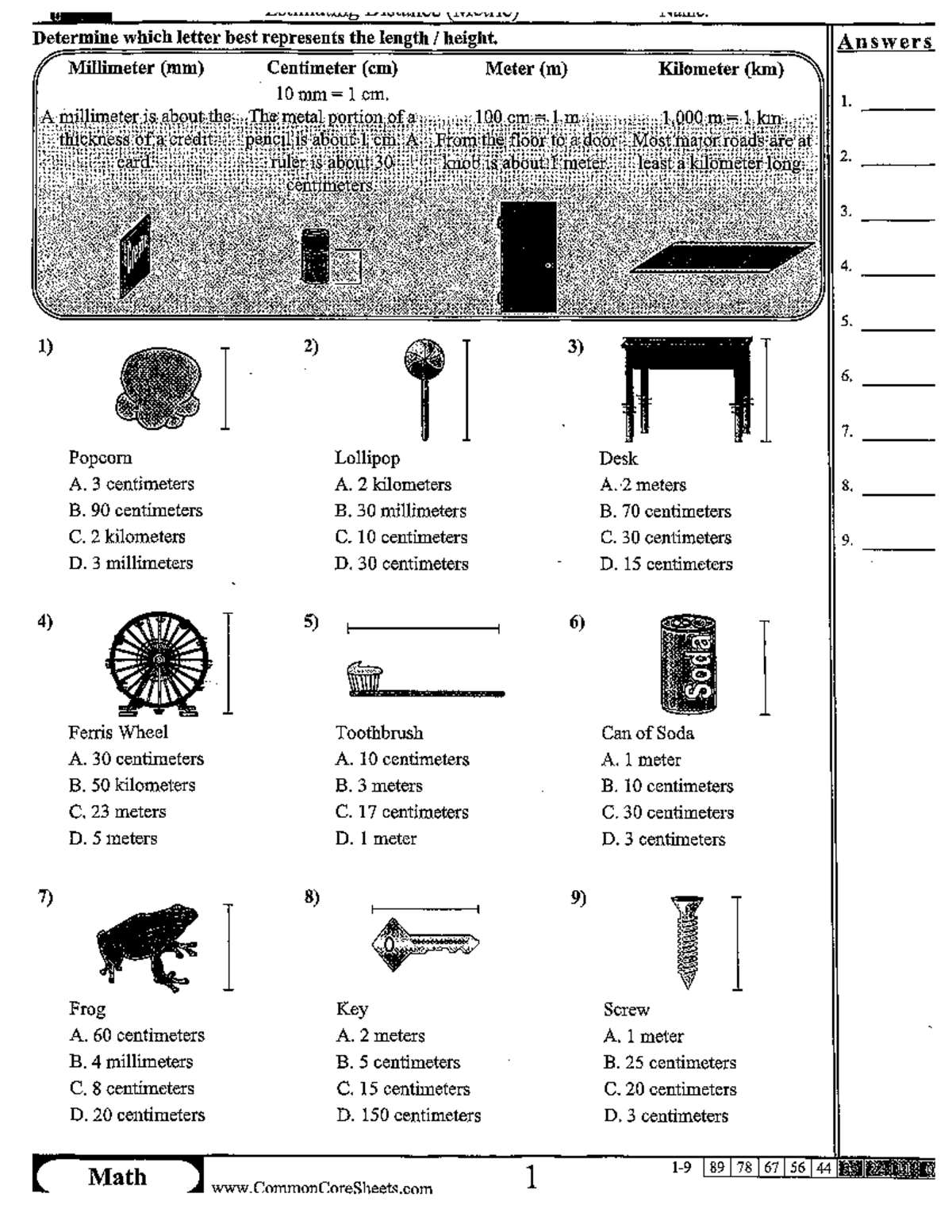Metric Measurement Packet: Student Copy for Extra Practice - Studocu