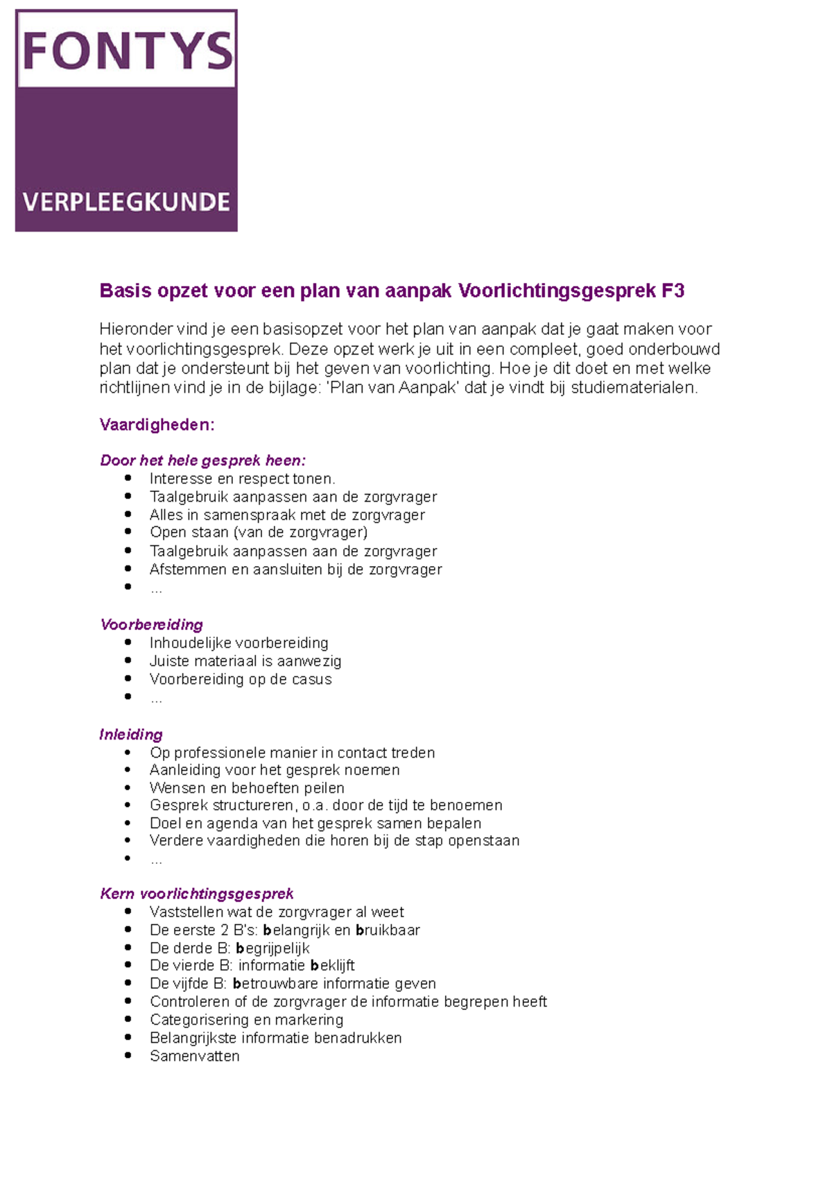 COMF3 Basis opzet voor een plan van aanpak voor het ...