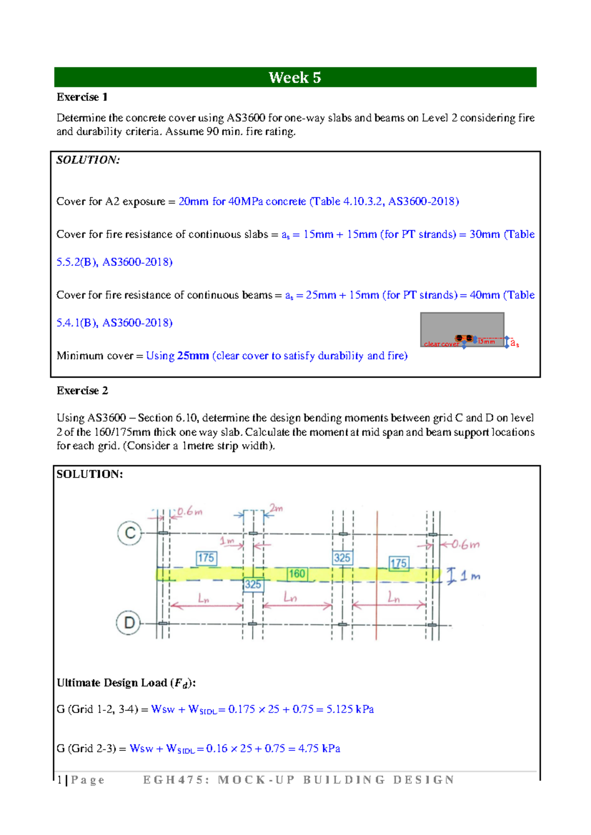 Week 5 Solutions - AS3600 Analysis for Slabs and Beams - Studocu