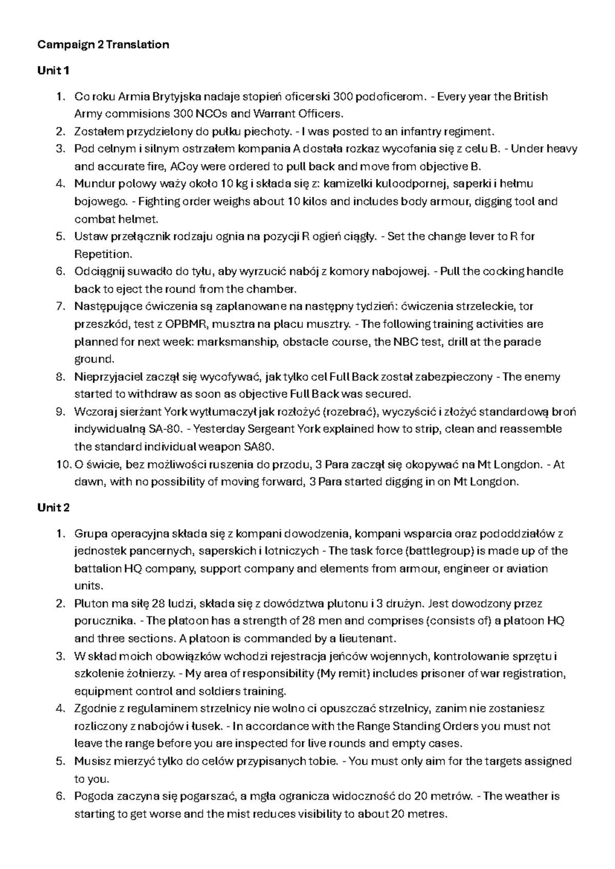 Campaign 2 Translation - Quizlet Sentences for Study - Studocu