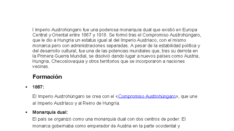 Evidencia de Actividad Final: El Imperio Austrohúngaro (1867-1918 ...