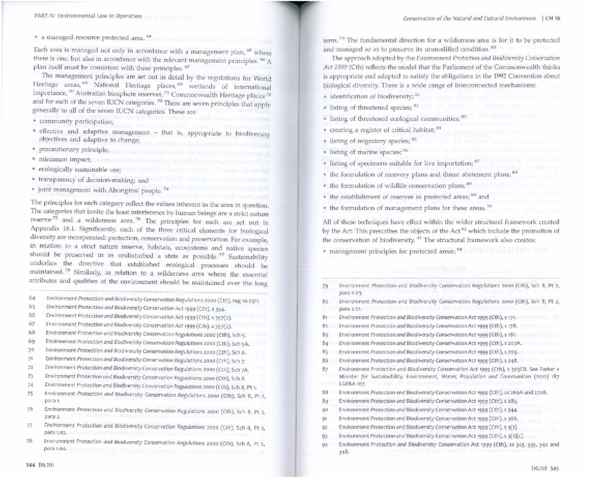 Conservation of the Natural and Cultural Environment I - CH 16 - Studocu