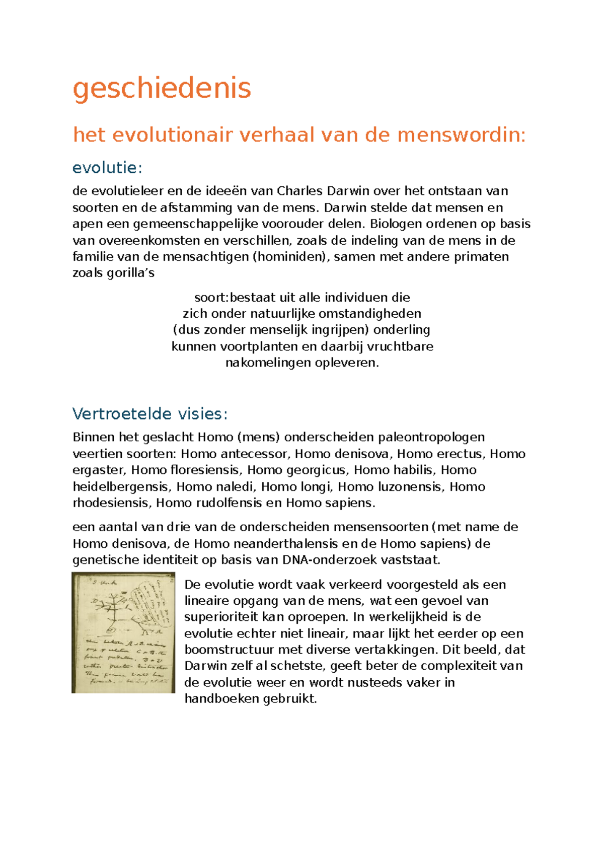 Les 2 - Evolutie en Menswording: Inzichten in Darwin's Theorieën - Studocu