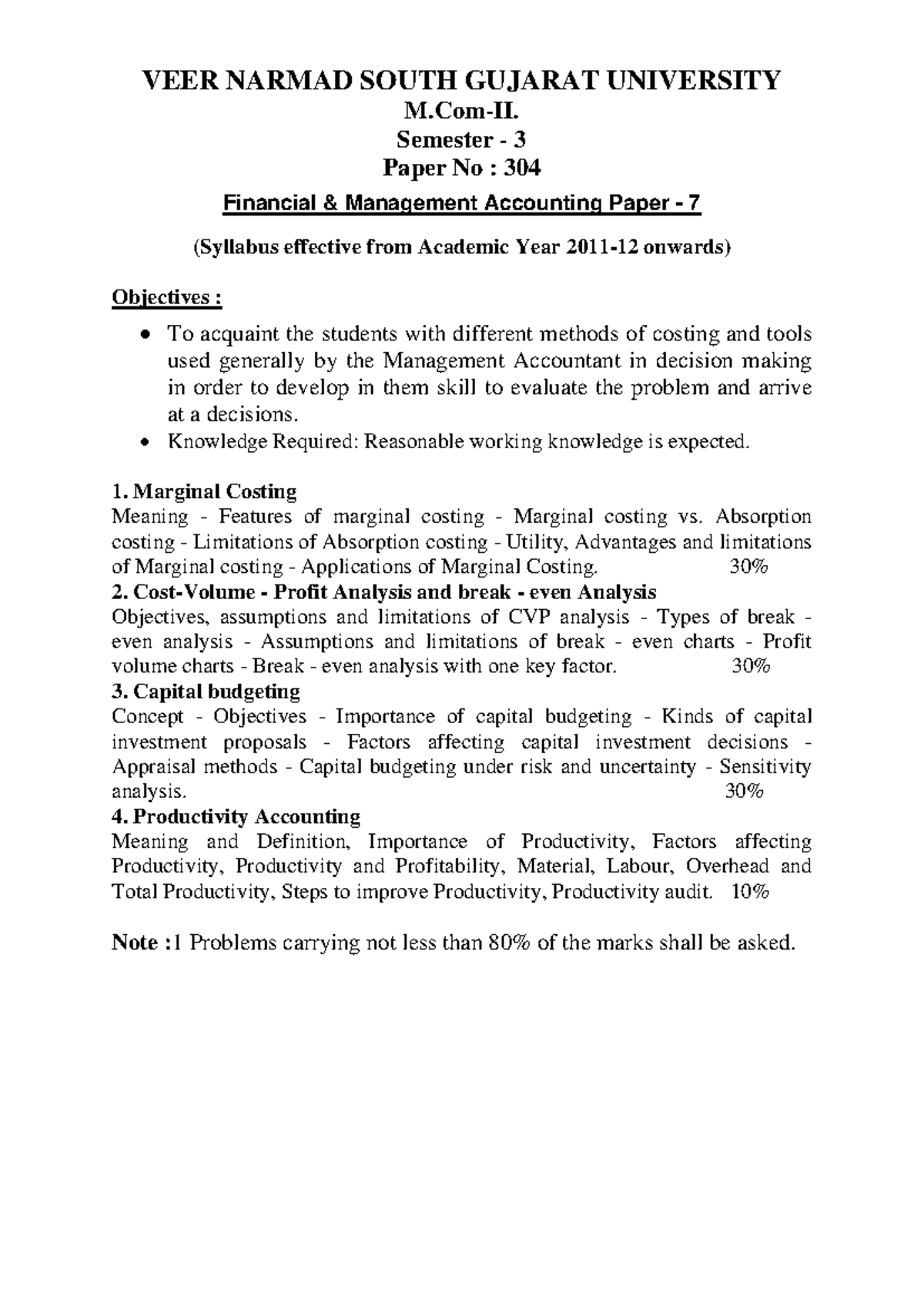 M.Com. Sem-III & IV Financial Management Accounting Papers 7-12 ...