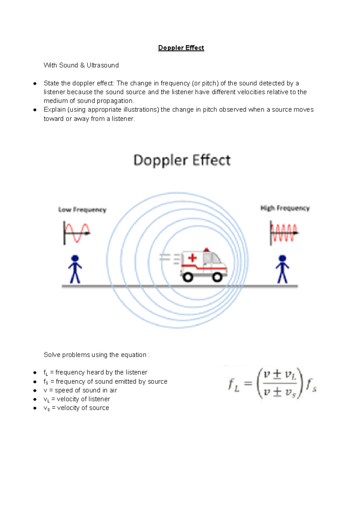 Doppler Effect: Sound, Ultrasound & Applications in Physics - Studocu