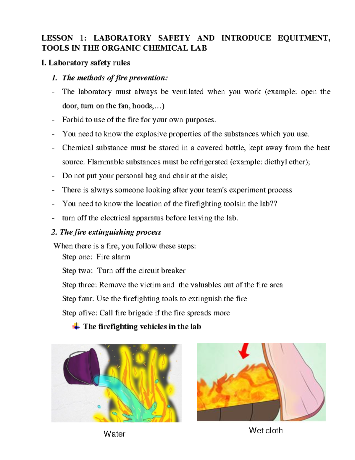 LESSON 1: LAB SAFETY & EQUIPMENT IN ORGANIC CHEM LAB I - Studocu