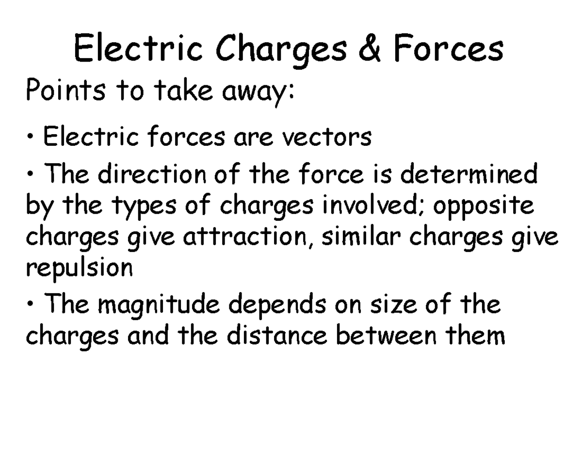 Electric Charges & Forces Overview: Conceptual Foundations & Coulomb's Law - Studocu