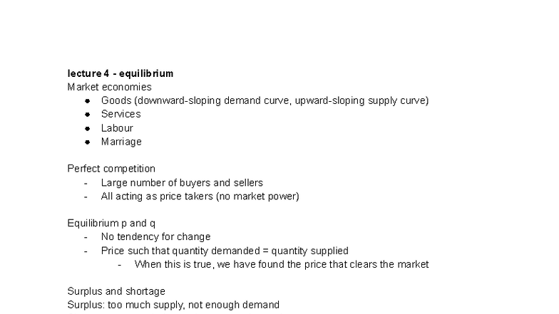 EC120 Lecture 4: Equilibrium in Market Economies and Demand-Supply Curves - Studocu