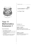 Year 11 Math Extension 1 - Grade: 11 - New South Wales Higher School ...