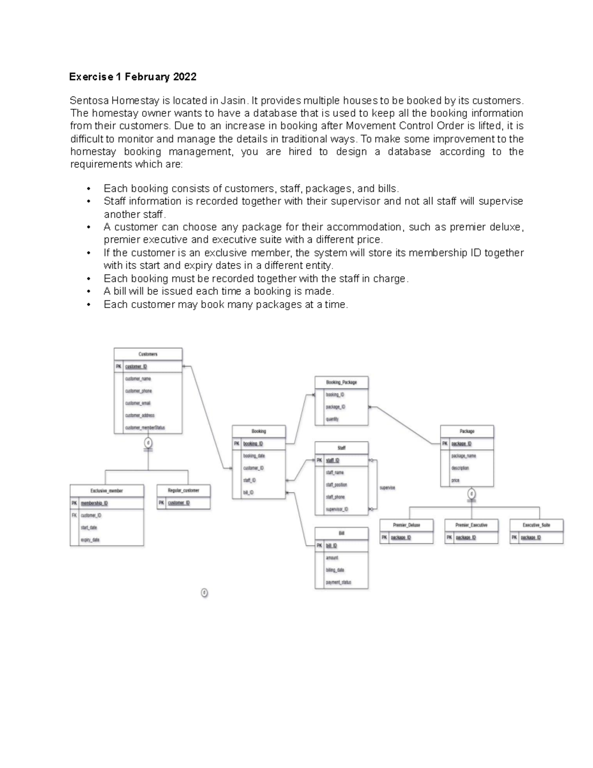 Designing ERDs for Homestay Management and Badminton Matches: Exercise ...