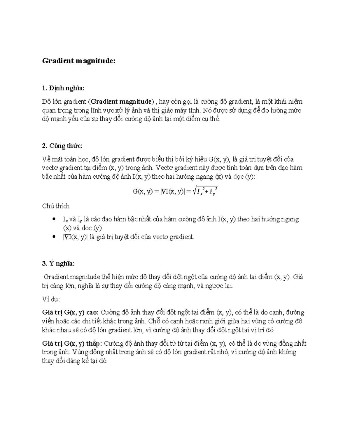 Gradient magnitude phần lí thuyết - Gradient magnitude: Định nghĩa: Độ ...