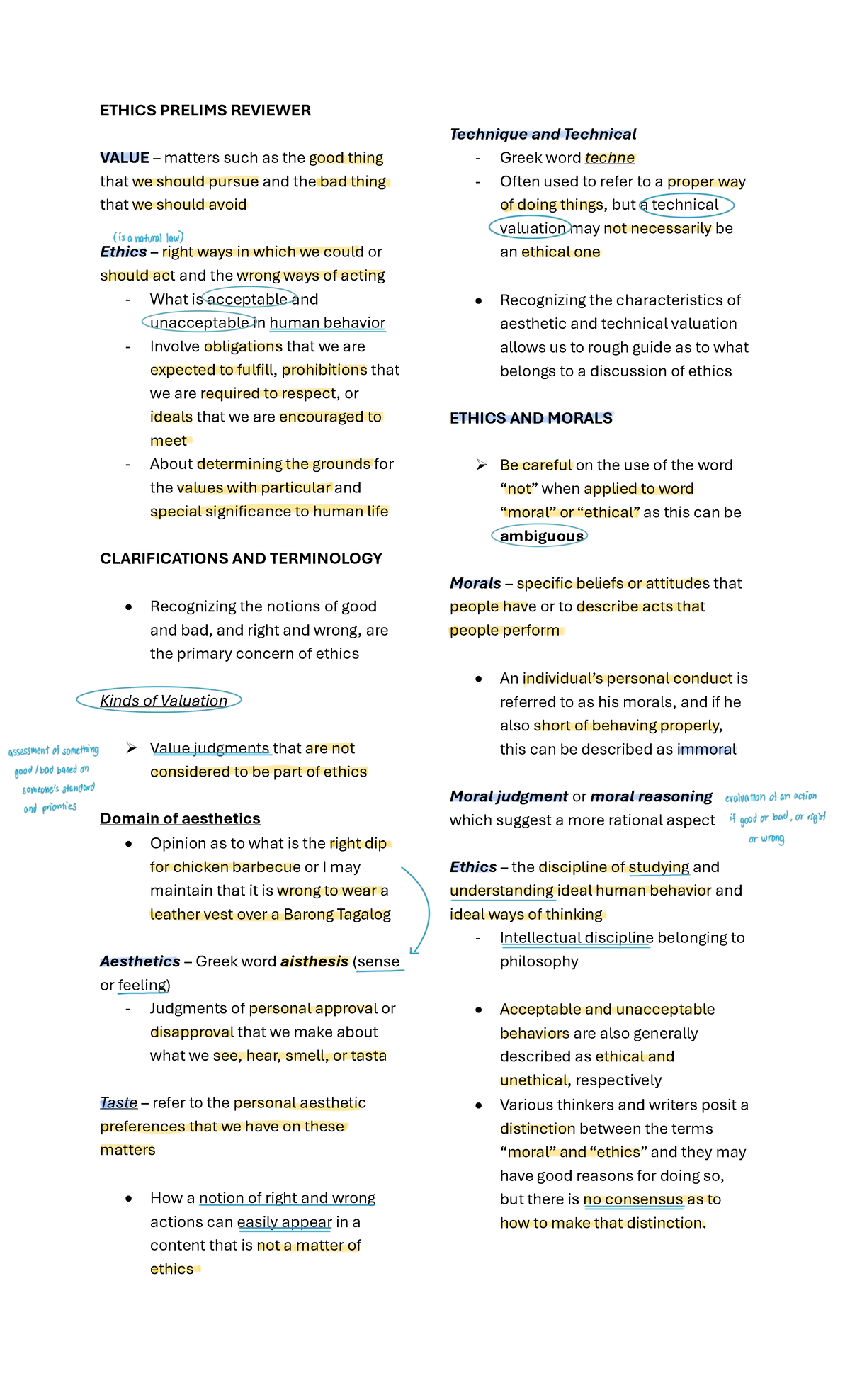 ETHICS 101: Chapter 1 Review on Values and Moral Theories - Studocu
