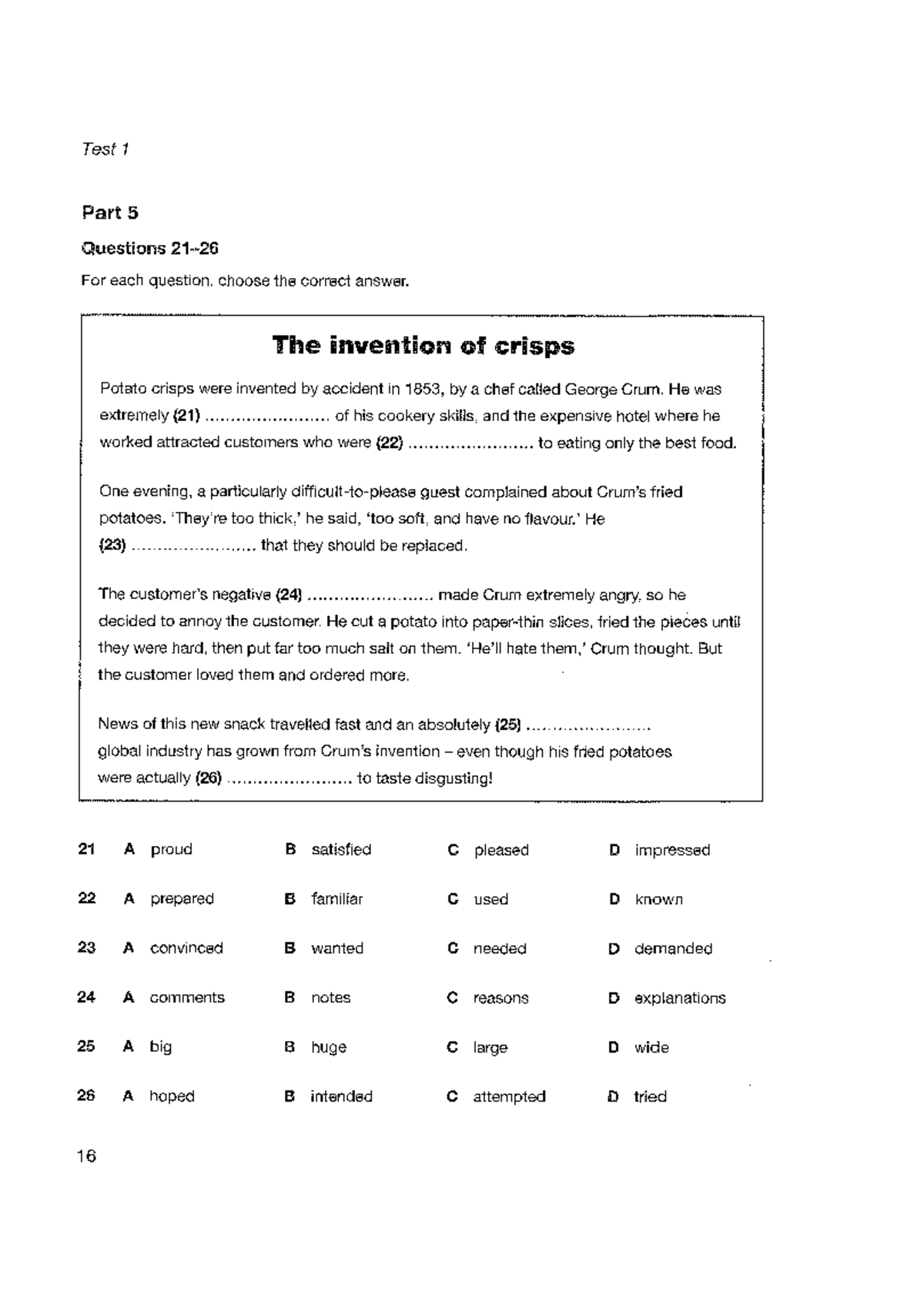 Test 1 - Part 5 Answer Choices and Questions for Students - Studocu
