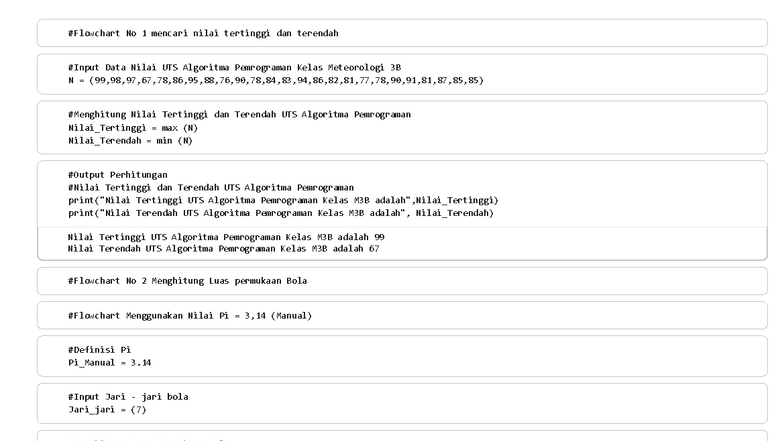 Nilai Tertinggi Dan Terendah Uts Algoritma Pemrograman Kelas M3b Studocu