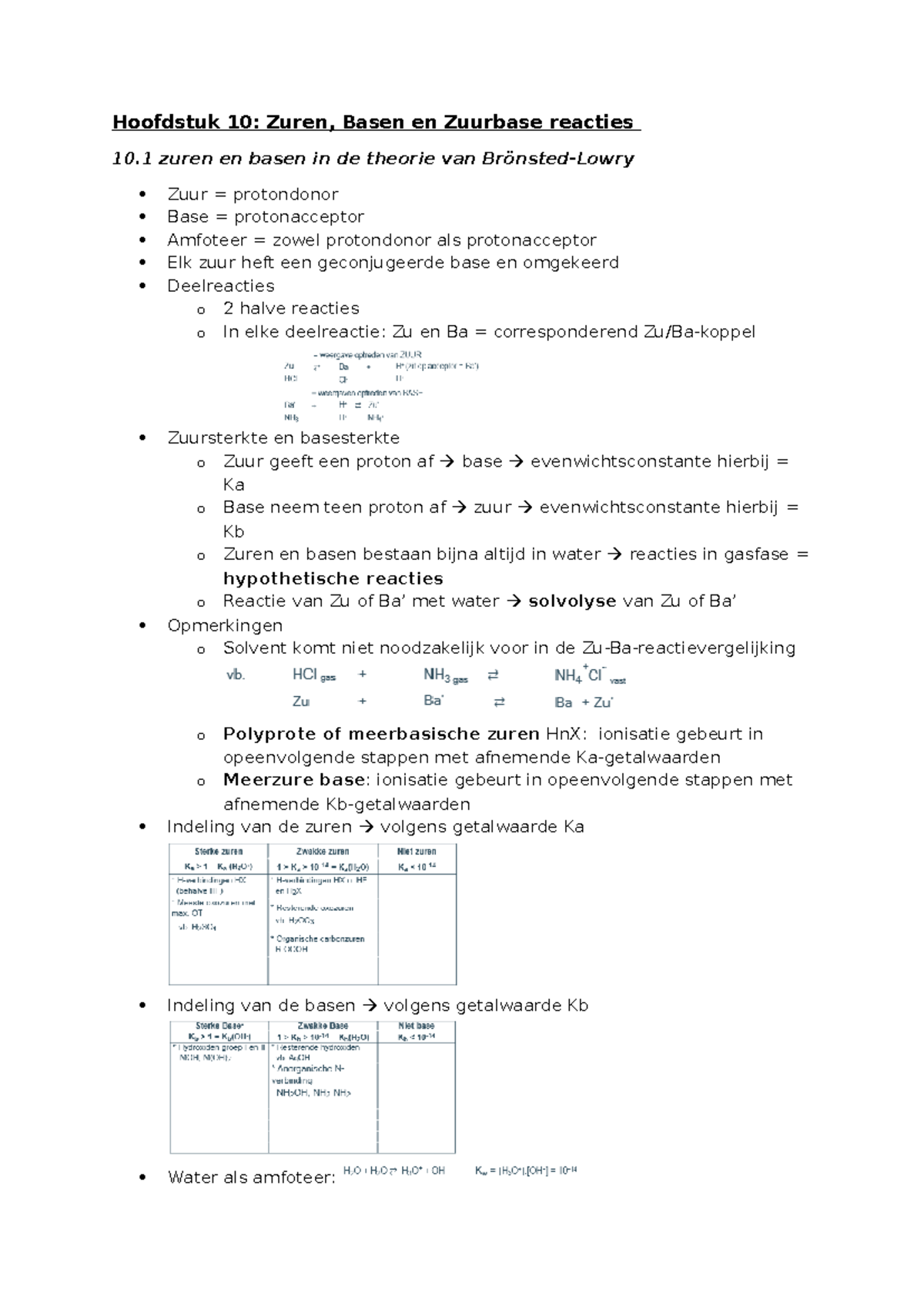 Samenvatting H10: Zuren, Basen en Zuurbase Reacties - Studocu