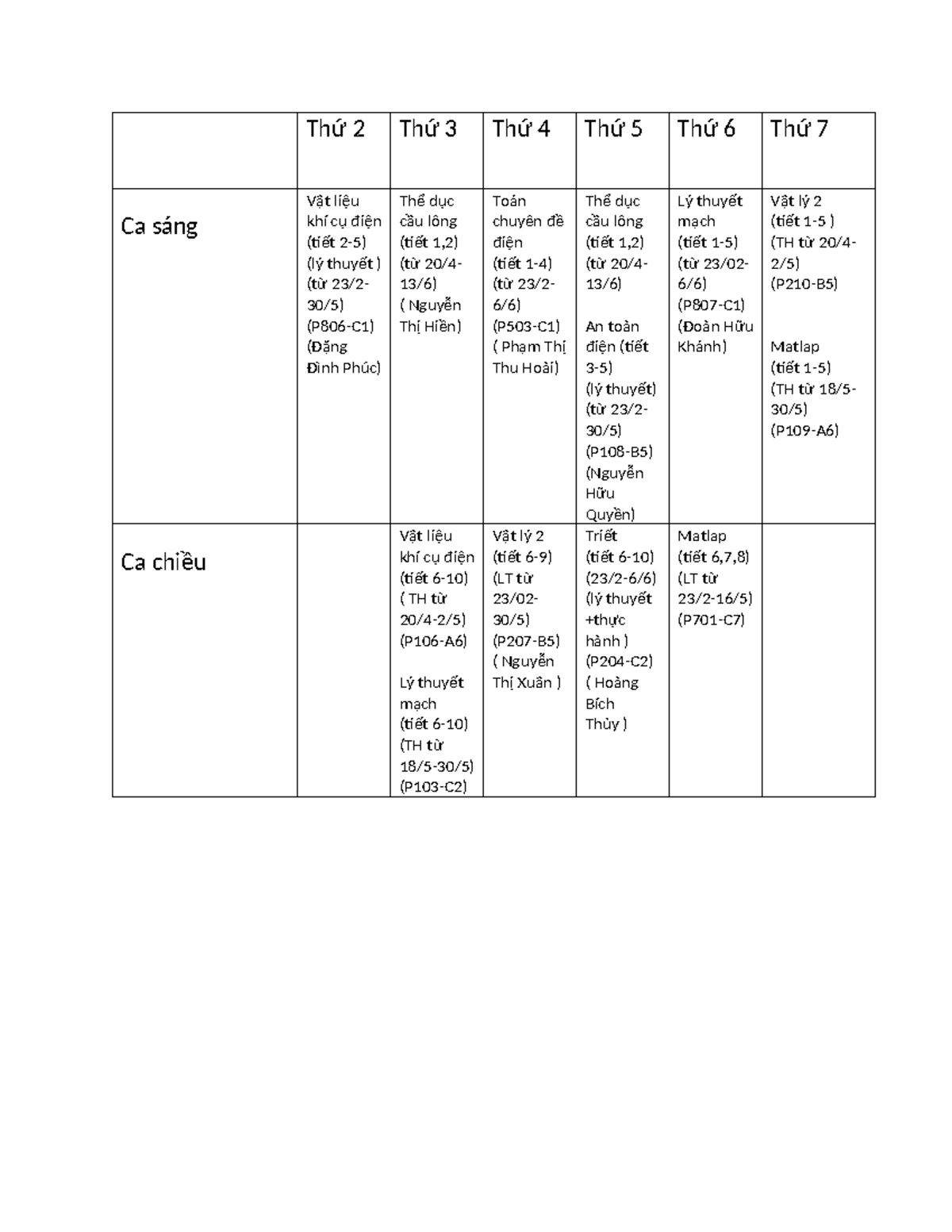 Thời Khóa Biểu Kỳ 2: Lịch Học Các Môn Học 2023 - Studocu