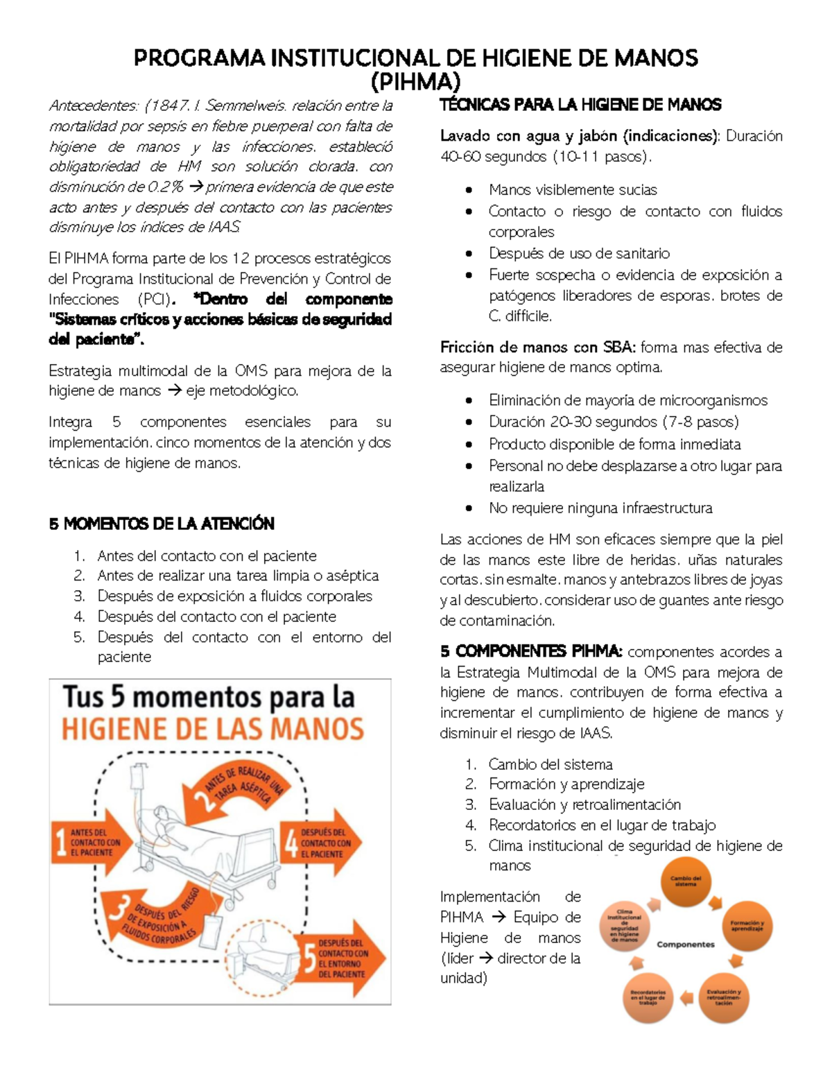 Resumen de Programa Institucional de Higiene de Manos (PIHMA) IMSS ...