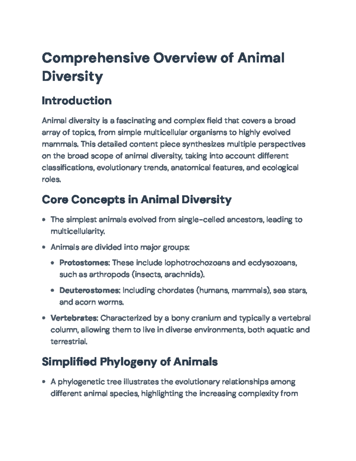 Animal Diversity Overview in Biology 101: Key Concepts & Evolution ...
