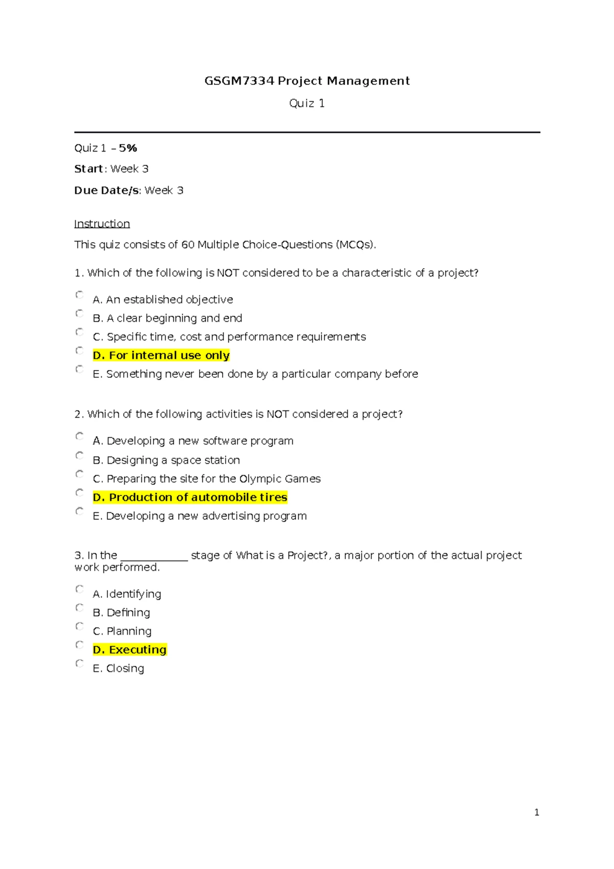 Chap 4 - Project Management - Chapter 4 - Defining the Project Multiple ...