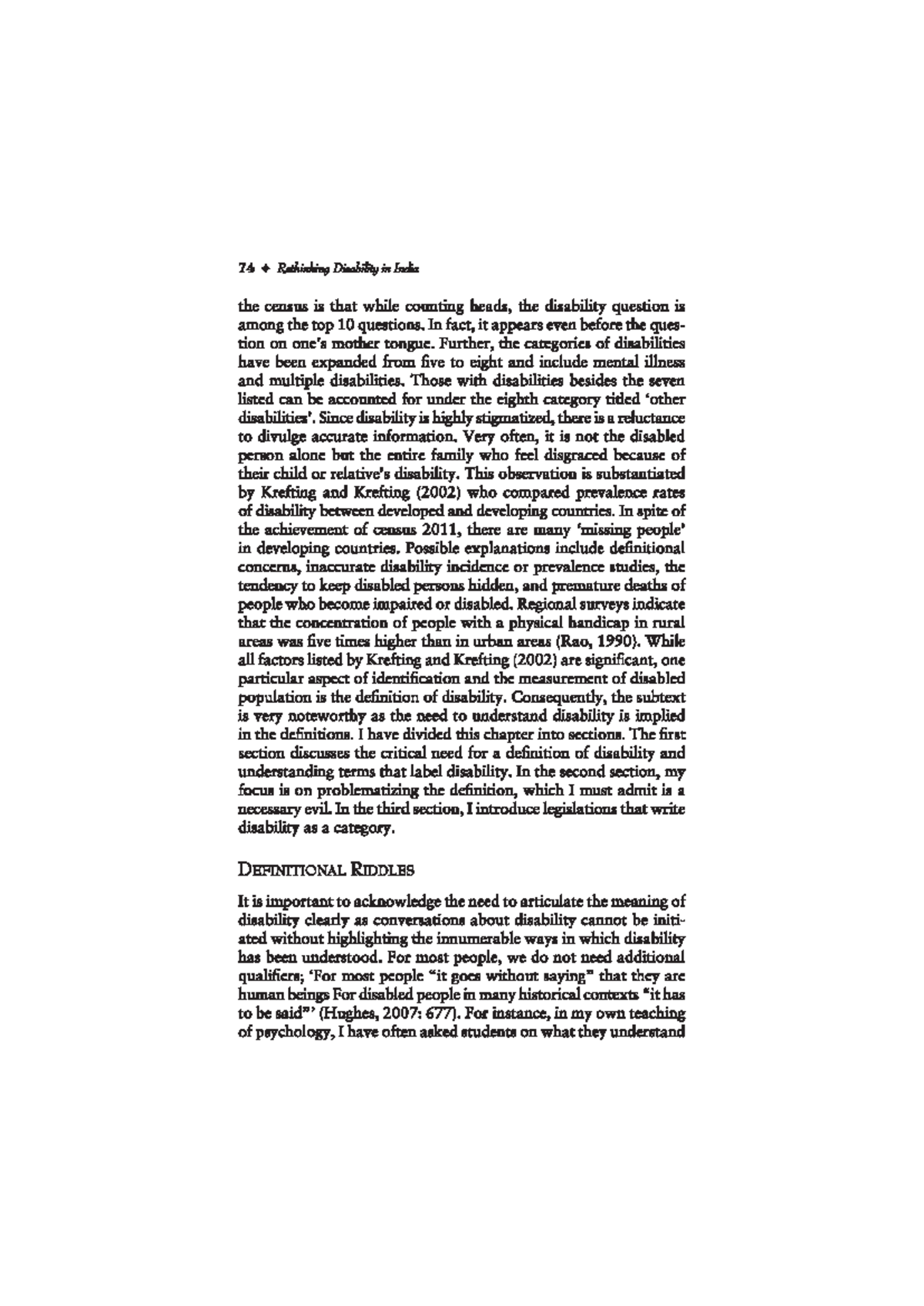 Rethinking Disability in India: Definition and Conundrums - Studocu