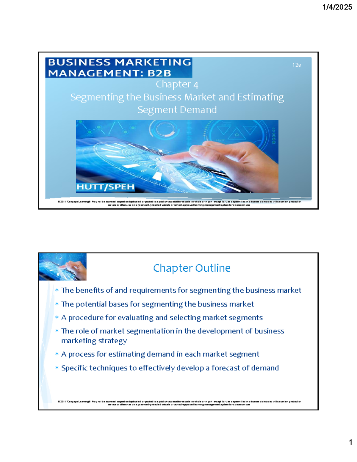 12e Chapter 4: Business Market Segmentation & Demand Estimation ...