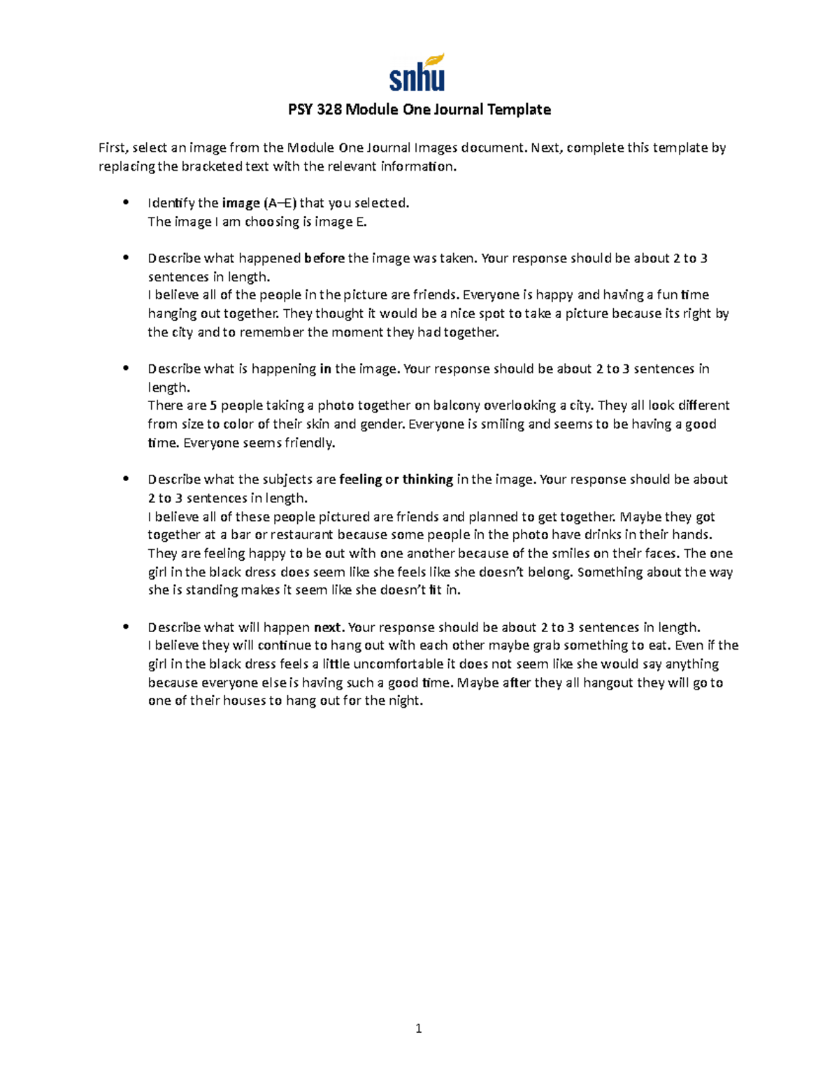 PSY 328 Module One Journal Template Analysis and Reflections - Studocu