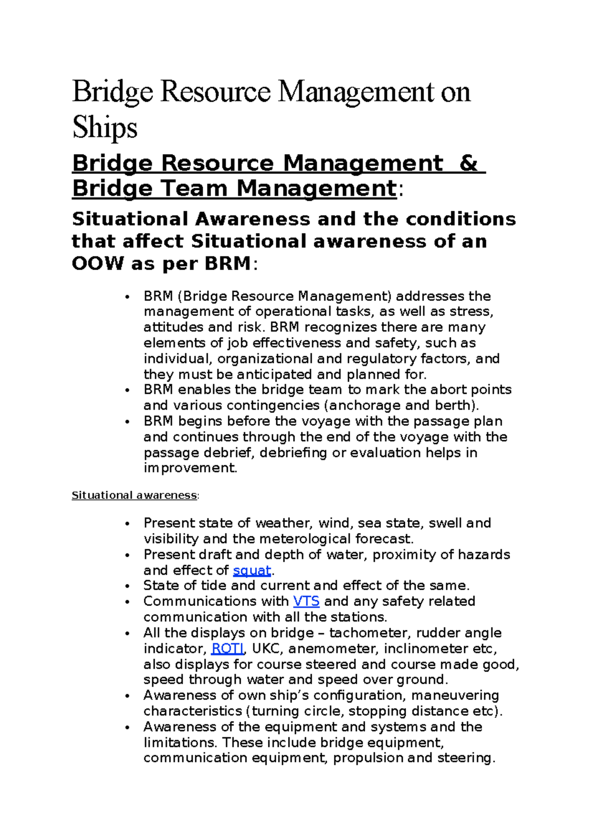 Bridge Resource Management (BRM) for Effective Ship Navigation - Studocu