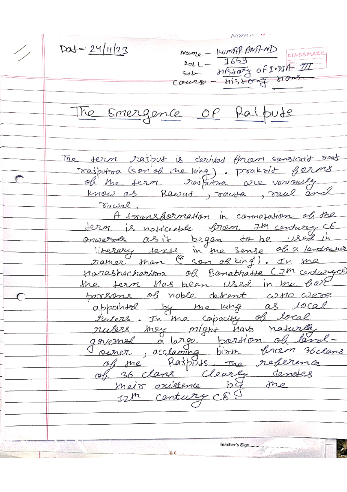 The Emergence of Rajputs in Indian History: A Historical Overview - Studocu