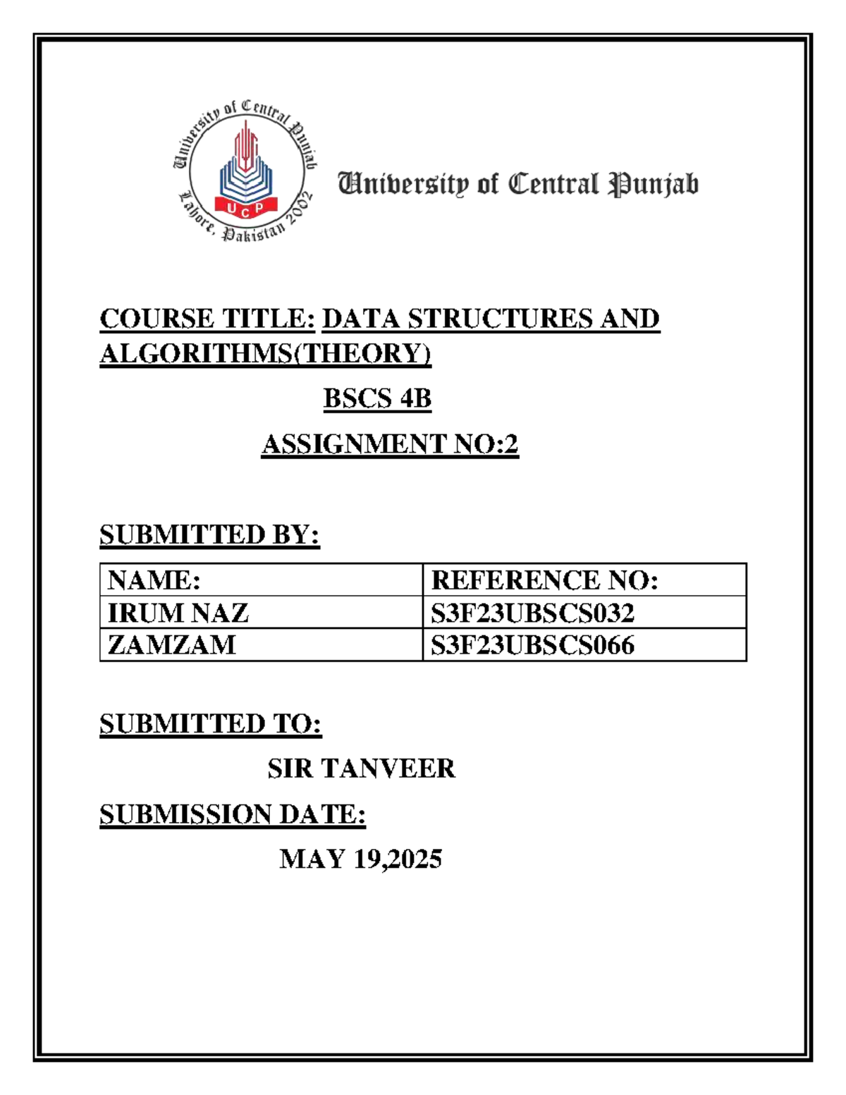 Assignment 2 - Data Structures: Queue & Stack Concepts BSCS 4B - Studocu