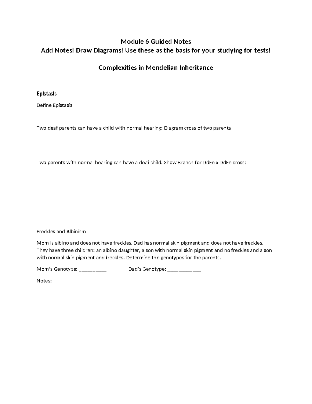 Module 6 Guided Notes: Complexities of Mendelian Inheritance - Studocu